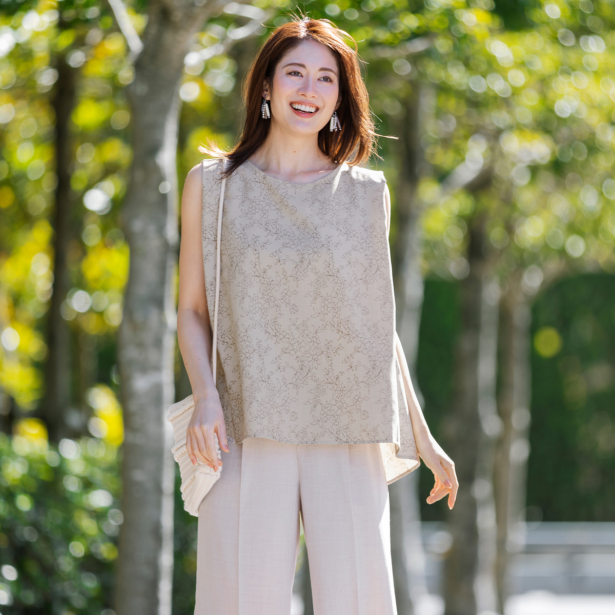 CARRIERE 麻調ノースリーブ＆ワイドパンツセット キャリール（CARRIERE） - QVC.jp