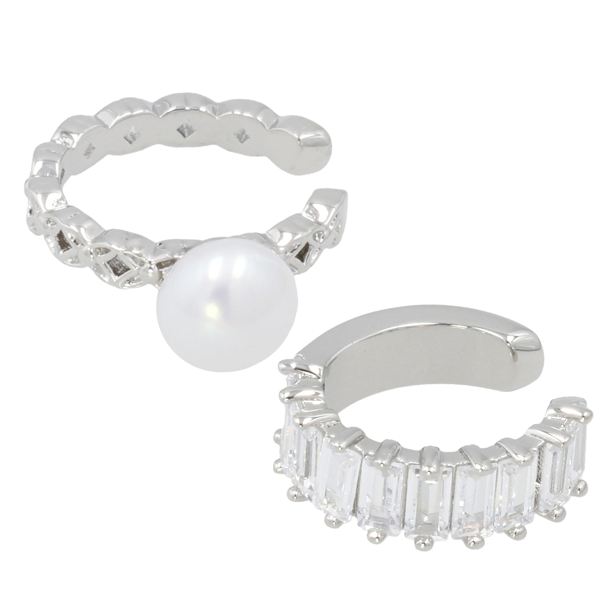 Jinka Nezu淡水パール&バゲットCZイヤーカフ 2個セット ジンカネヅ（JinkaNezu） - QVC.jp