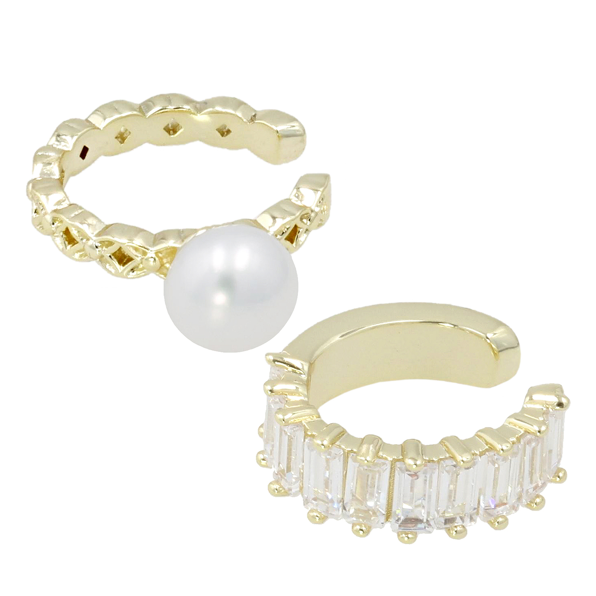 Jinka Nezu淡水パール&バゲットCZイヤーカフ 2個セット ジンカネヅ（JinkaNezu） - QVC.jp