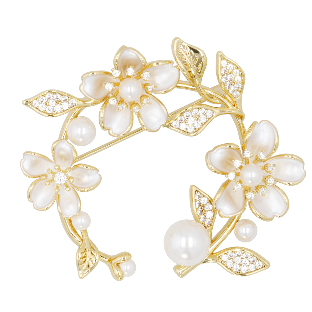 Jinka Nezu CZ ホワイトブルーム リースブローチ ジンカネヅ（JinkaNezu） - QVC.jp