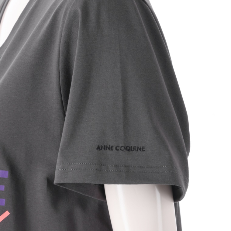 Anne Coquine コットンミックススヌーピーVネック半袖Tシャツ アンコキーヌ（AnneCoquine） - QVC.jp