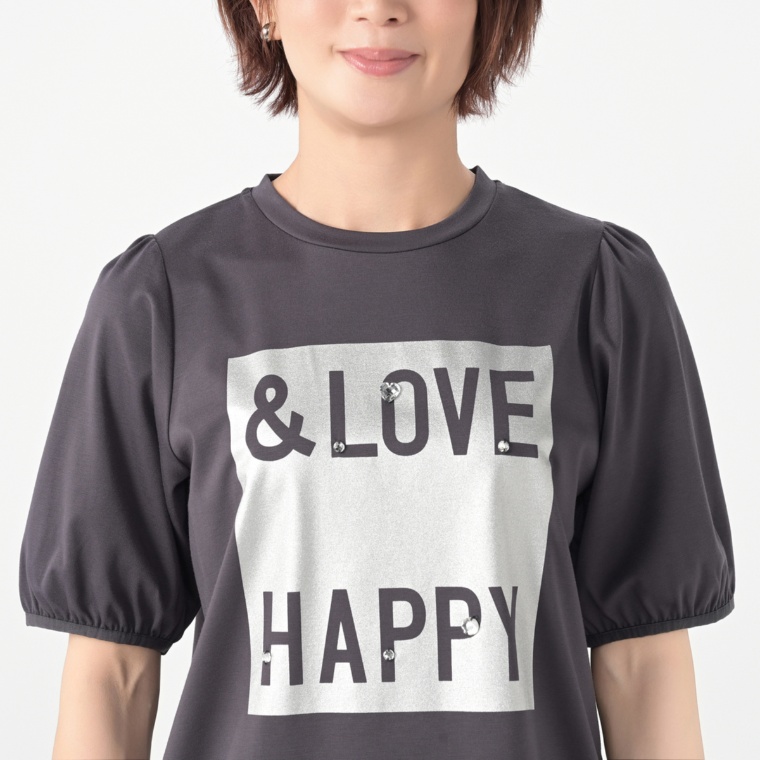 &LOVE LOVE&HAPPYなラメプリントTシャツ アンドラブ（&LOVE） - QVC.jp