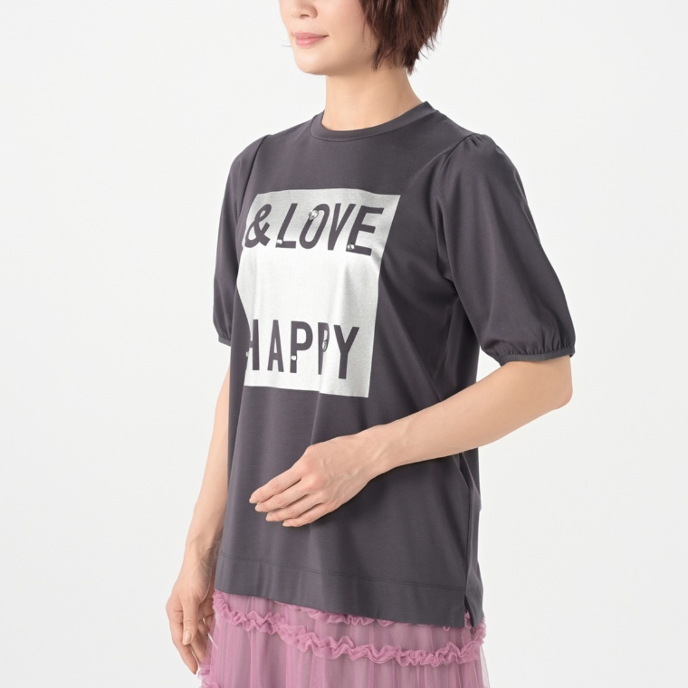 &LOVE LOVE&HAPPYなラメプリントTシャツ アンドラブ（&LOVE） - QVC.jp