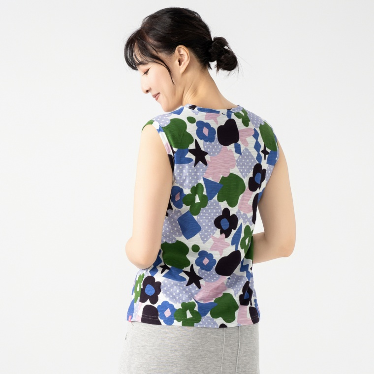 KiKKi コットンスラブノースリーブプリントプルオーバー キッキ（KiKKi） - QVC.jp